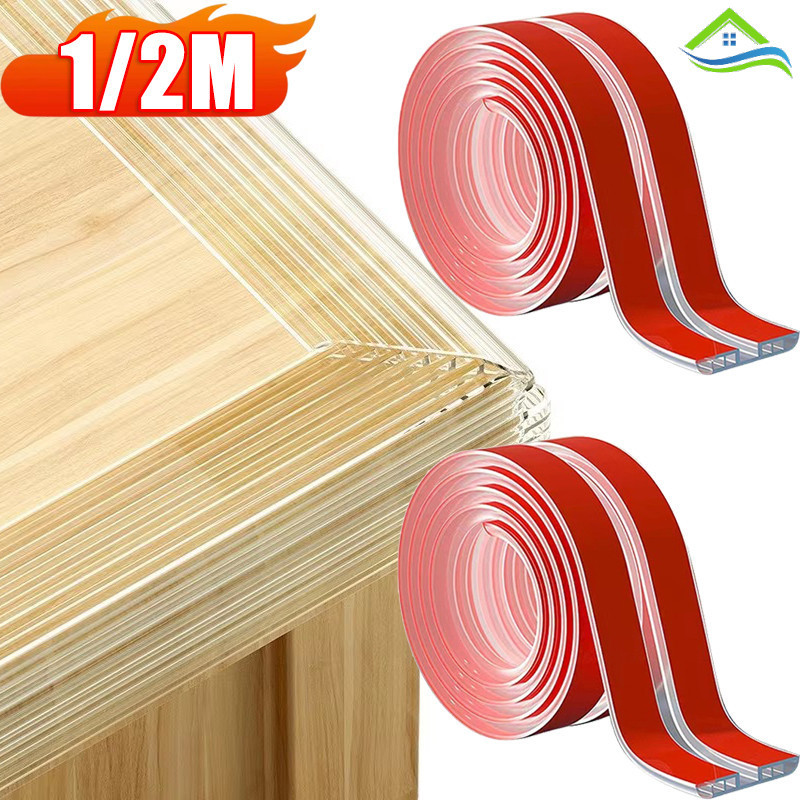 1M/2M Self-adhesive Transparent PVC Anti-Collision Strip - Flexible ...
