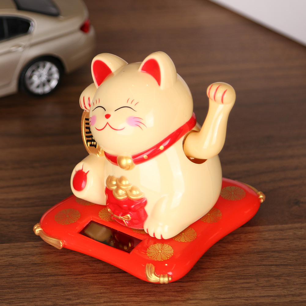 2.5 inch Wave Hand Cat Maneki Neko Lucky Cat Solar Waving Cats Good ...