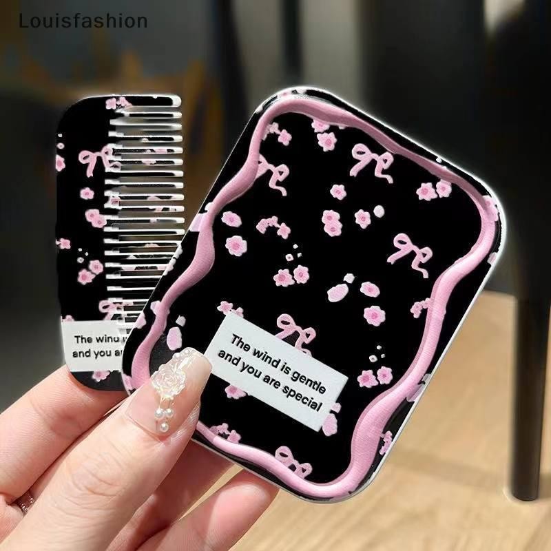 LFPH Pink Bow Florals Flip-Top Folding Makeup Mirror Portable Pocket ...