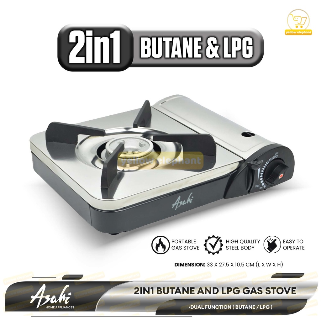 ASAHI - BS 557 2 in 1 Butane and LPG Gas Stove - Yellow Elephant ...