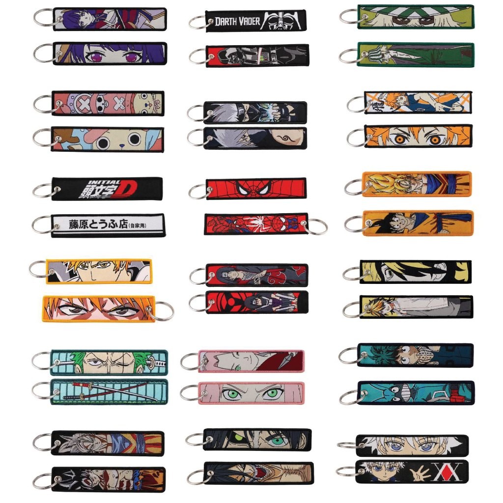 Anime Keychain Embroidery One Piece Naruto Cartoon Cute Keytag Jet Tag ...