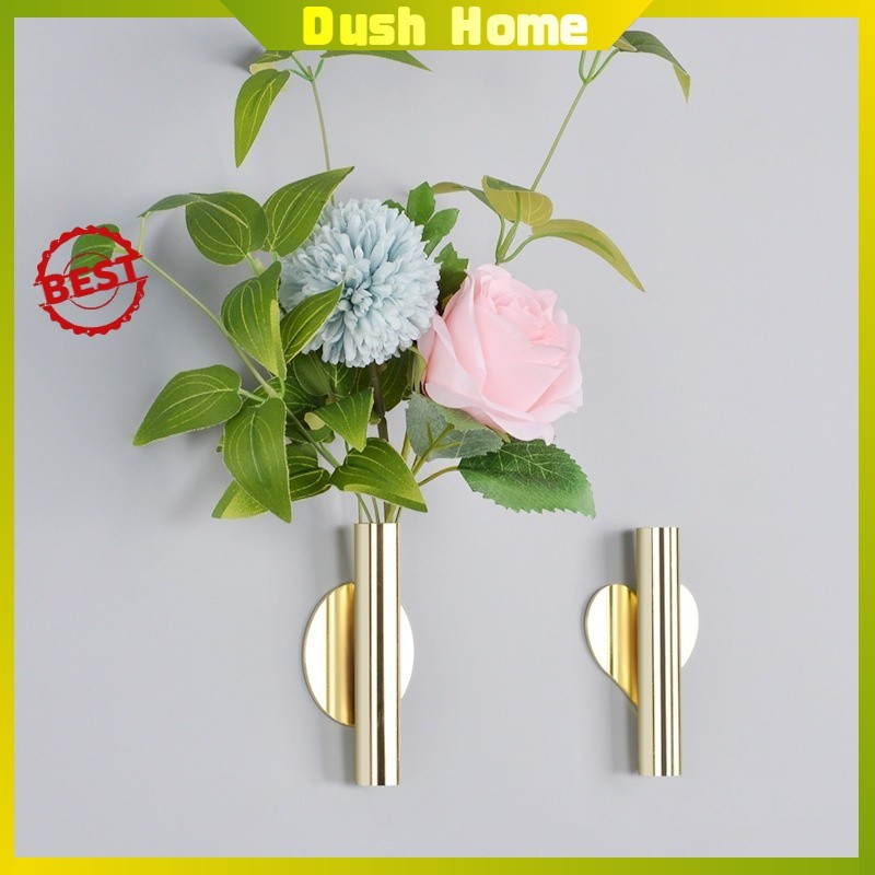 Gold Wall Flower Vase Tube Metal Flower Vase, Modern Dried Flower ...