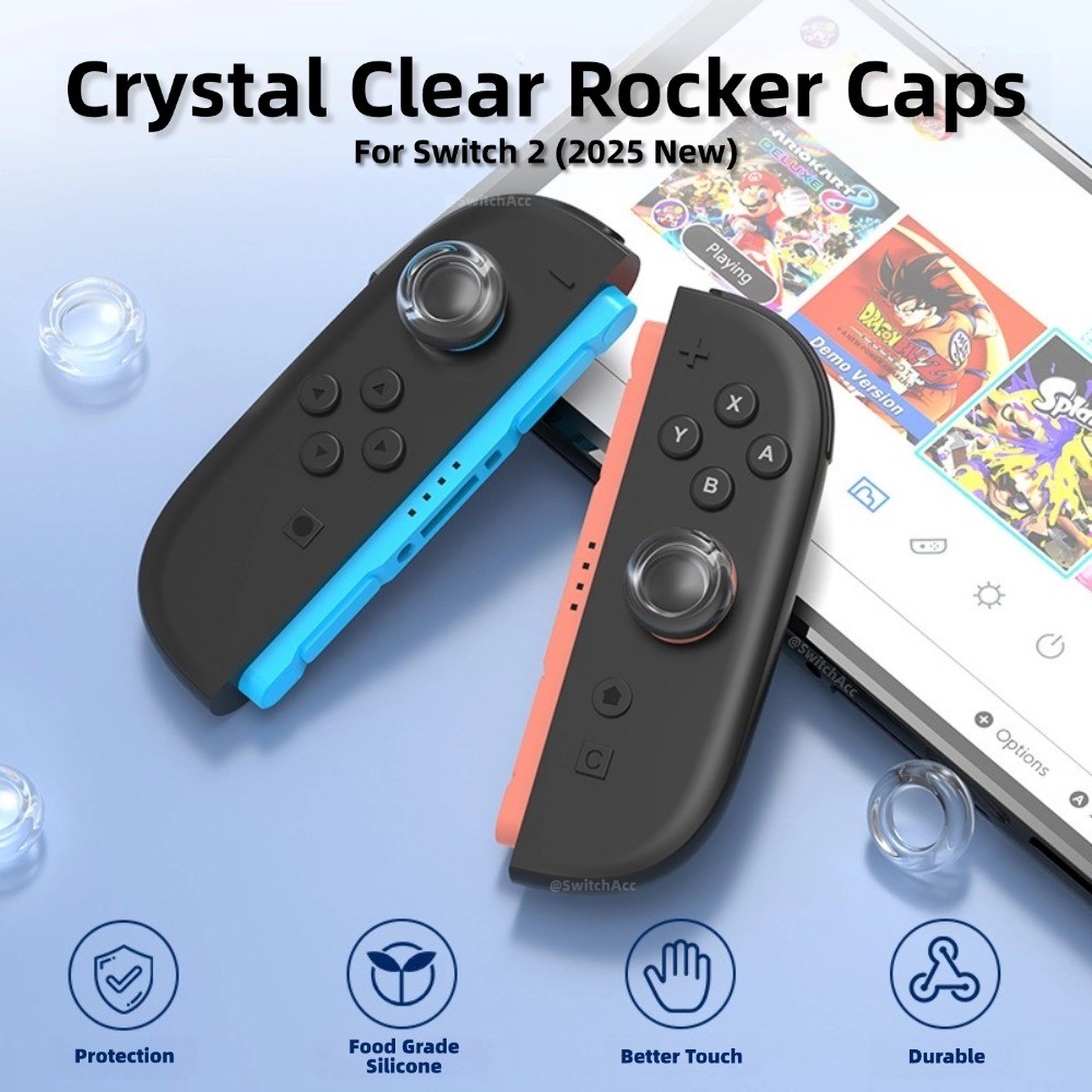 Crystal Clear Anti-Slip Rocker Caps for Nintendo Switch 2 Food Grade ...