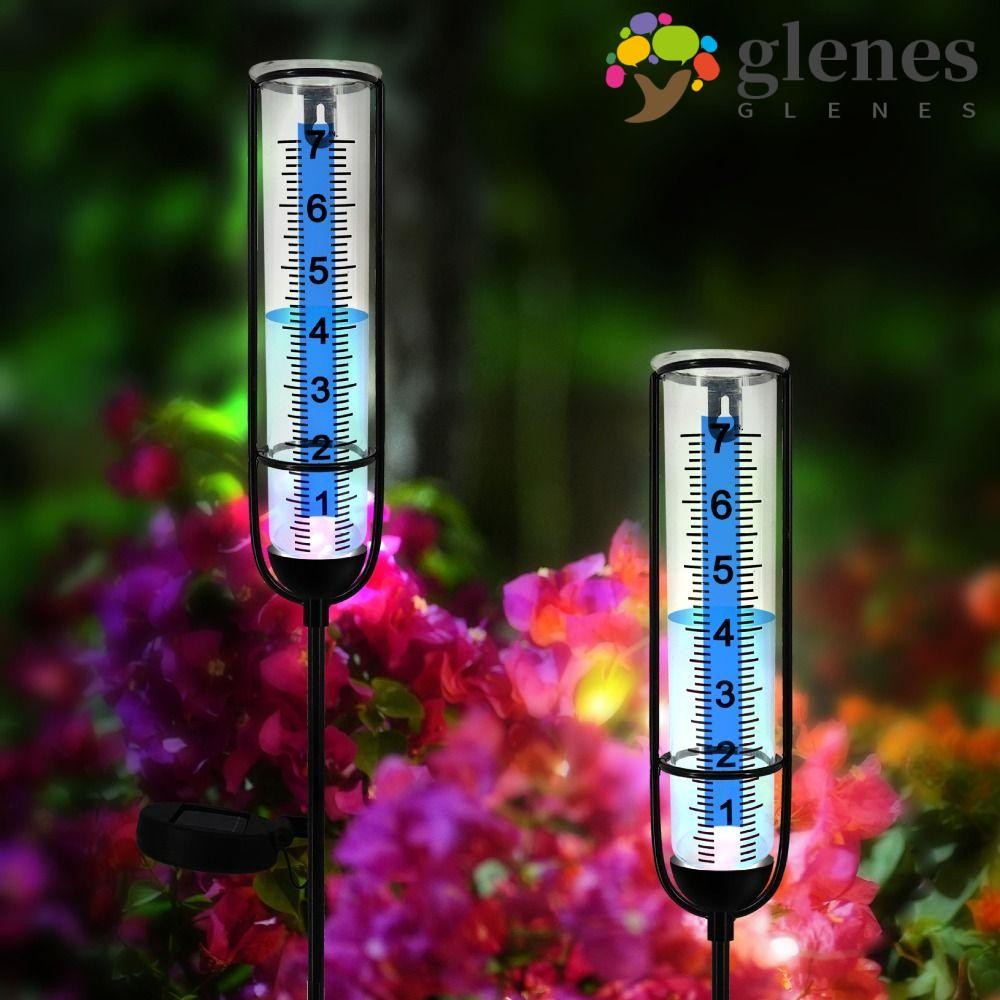 GLENES Rain Measure Gauge, Solar Large Clear Numbers Rain Meter ...
