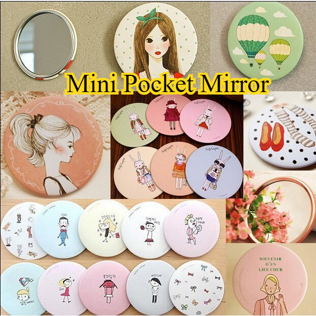 Mini Pocket Mirror Round Mirror Random Design Vanity Mirror Make Up ...
