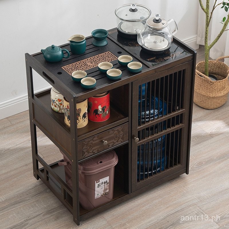 Mobile Tea Cabinet Home Tea Table Solid Wood Small Tea Cart Coffee ...