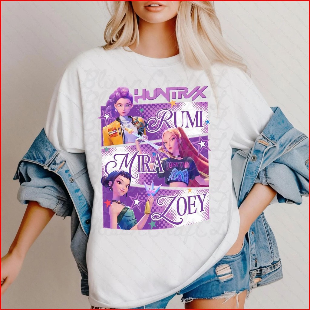 GC1 Kpop Demon Hunters short sleeve top Huntrix Girl T-Shirt Kpop idol group Mira Rumi Joey tee ...