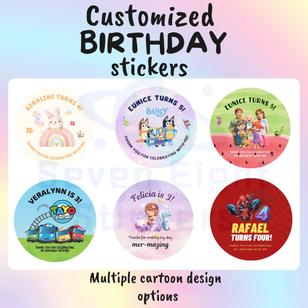【10pcs】Personalized custom birthday stickers | Multiple designs to ...