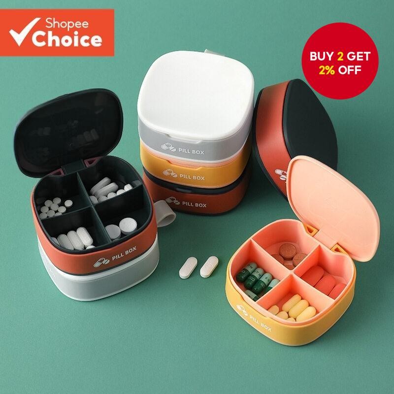 1Pc Mini 4-Compartment Sealed Medicine Box Waterproof And Moisture ...