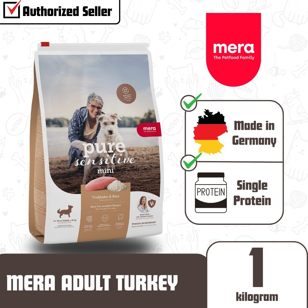 Mera Dog Mini Adult Grainfree Dry Dog Food Mini Turkey 1kg | Shopee ...