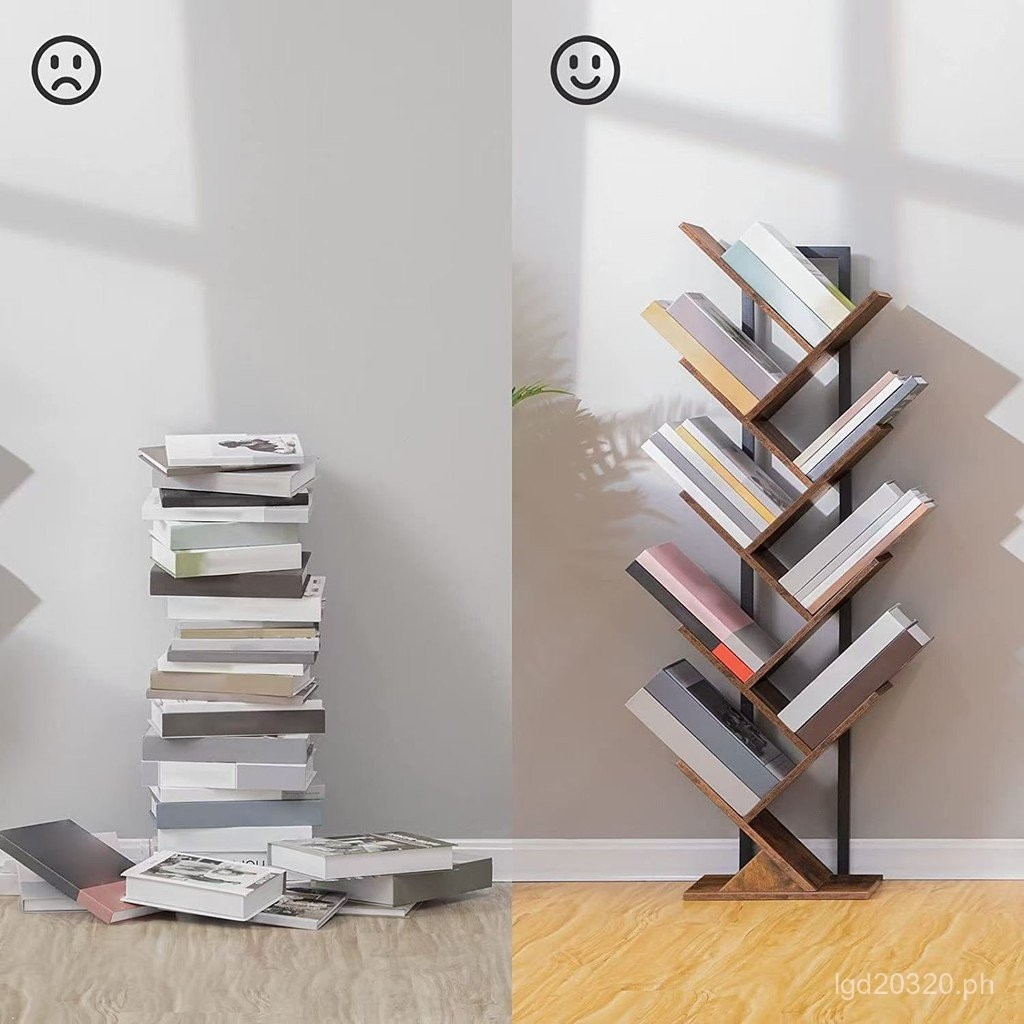 Multi-layer Storage Living Room Tree-shaped Organizer Bookshelf Floor ...