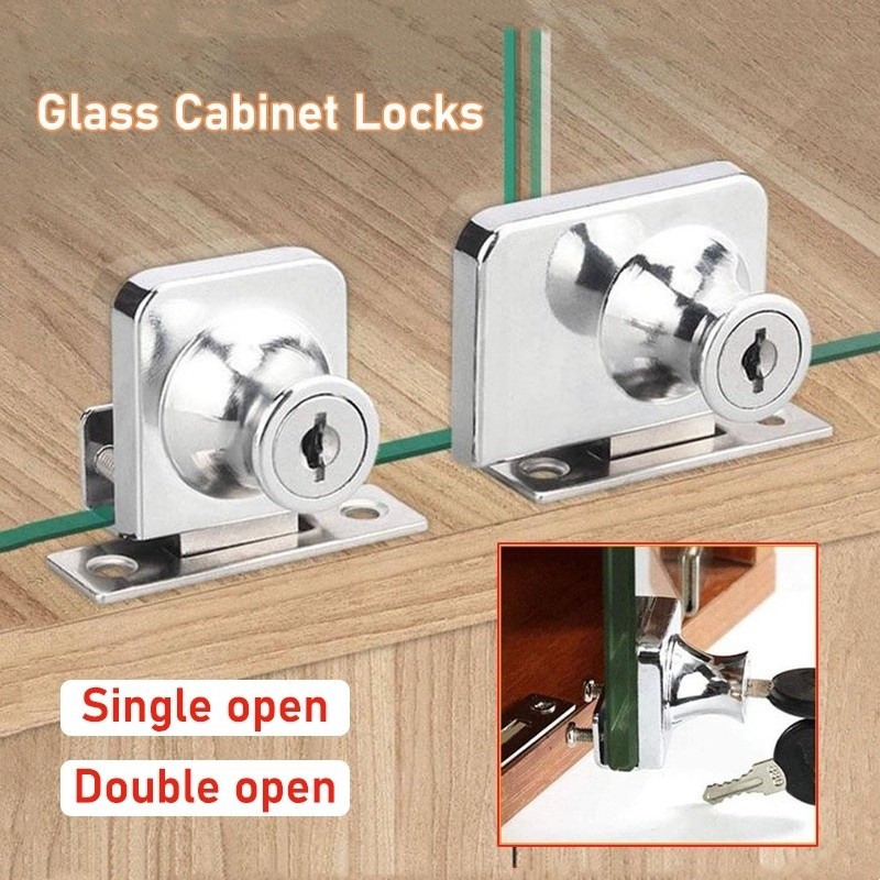 Single Double Glass Lock Showcase Push Sliding Locks Display Cabinet ...