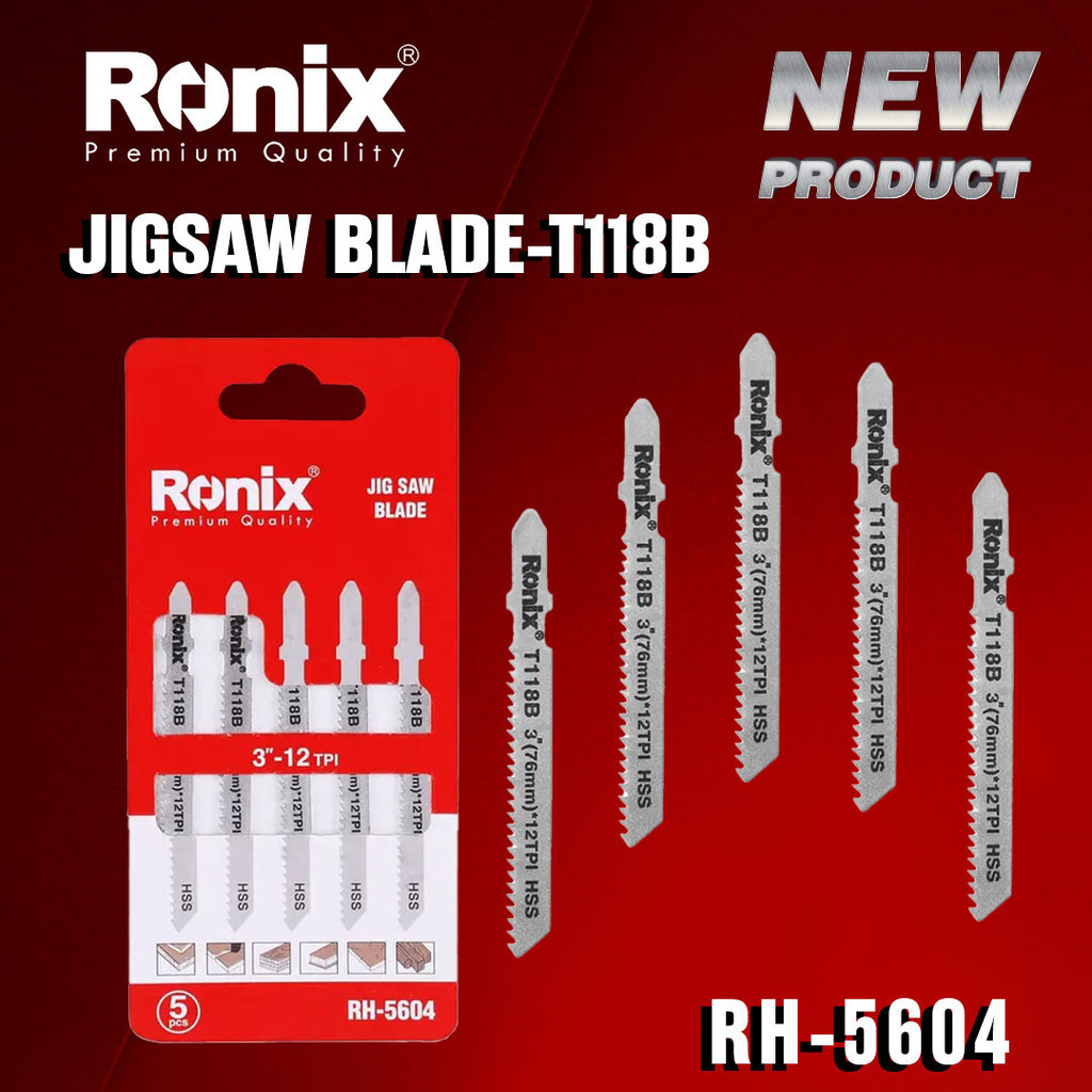Ronix RH-5604 T118B HSS Jigsaw Blade, 12 TPI, Fully Hardened, T-Shank ...