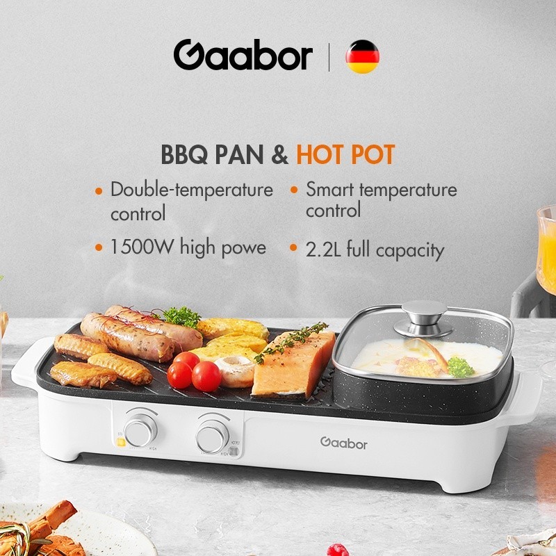 RQ+Gaabor BBQ Grill With Hot Pot Electric Grill W6nt | Shopee Philippines