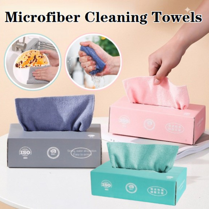 20pc/box Kitchen Rag Super Absorbent Microfiber Dishcloth Reusable ...