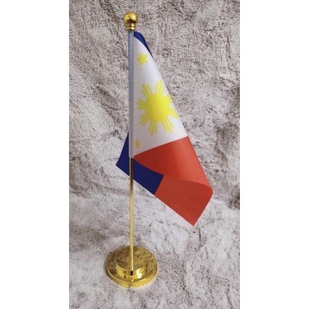 Gold/Silver Desktop Flag Holder - Metal Flag Pole with Base Stand for ...