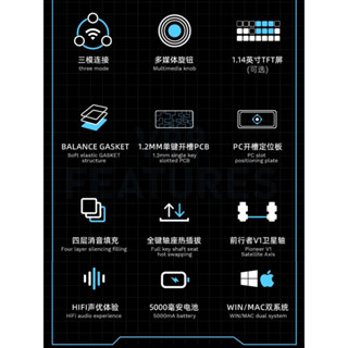 EWEADN V99 97% three-mode Mechanical keyboard Wireless Bluetooth Gaming Mahjong Tone keyboard ...