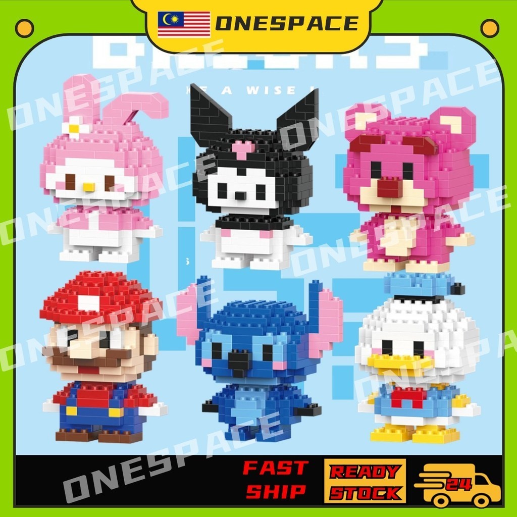 DIY Kuromi Lego Building Block Sanrio Lotso Winnie Cute Cartoon Nano ...
