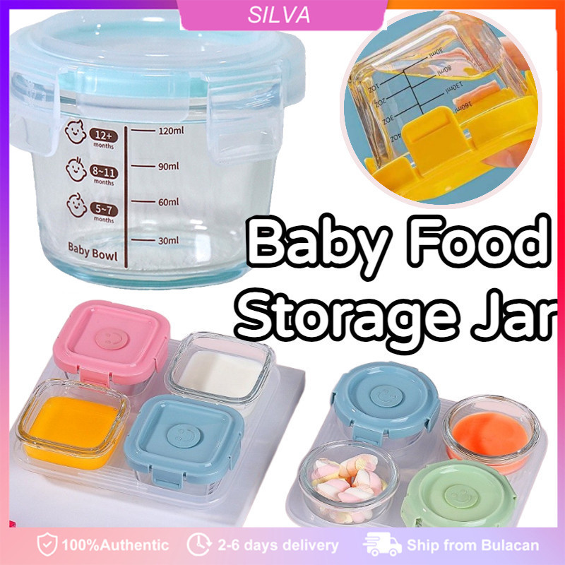 3PCS Portable Baby Glass Food Box Storage Freezer And Heat-resistant ...