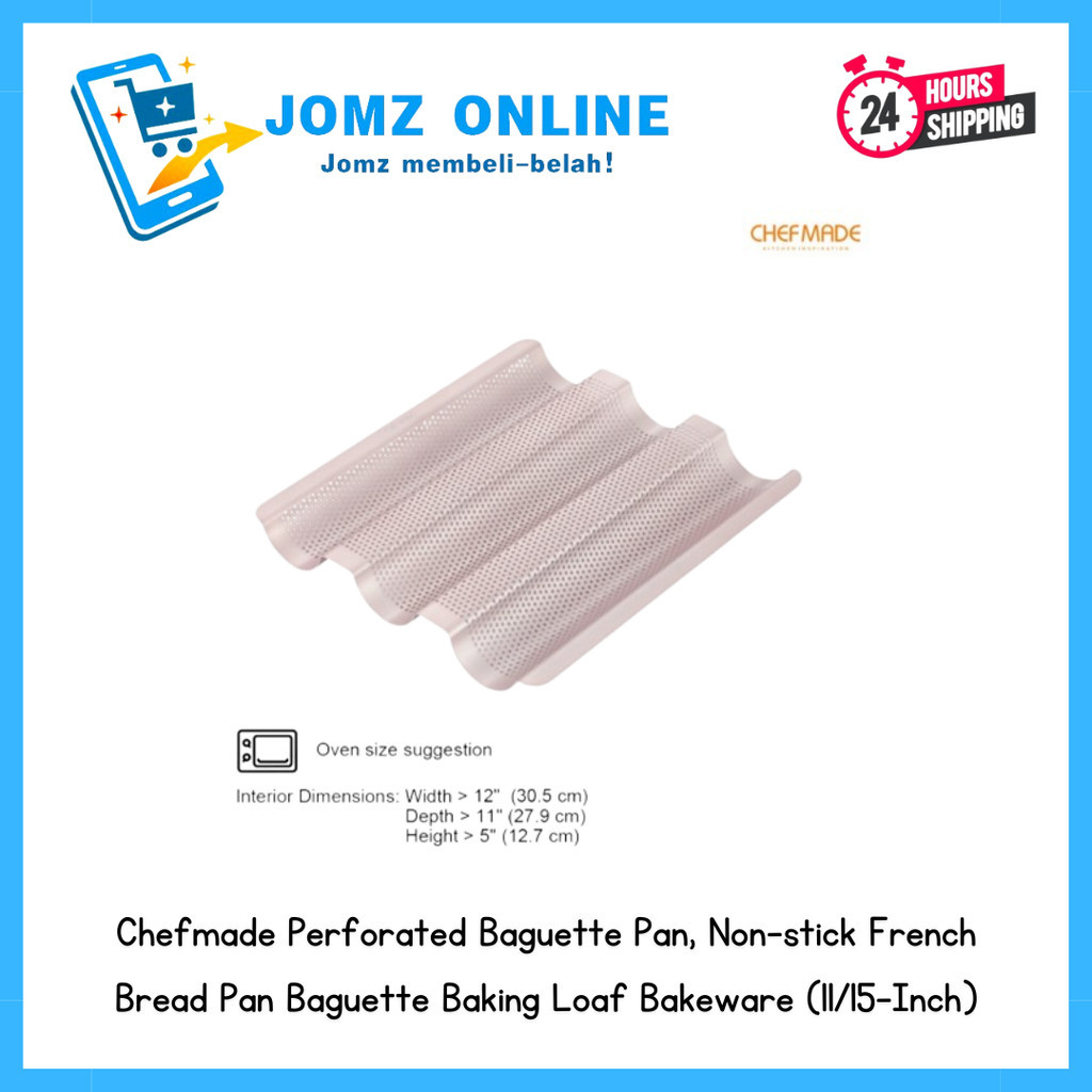 Chefmade Perforated Baguette Pan, Non-stick French Bread Pan Baguette ...