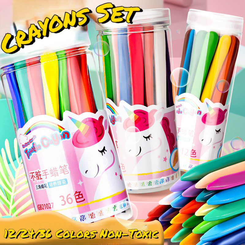 12/24/36 Colors Crayons Set Non-Toxic Non-Dirty Drawing Crayon for Kids ...