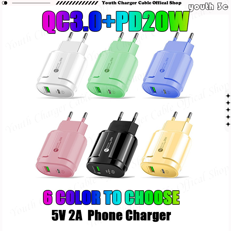 Macaron color 20W PD USB C Charger 5V2A Dual Ports Wall Fast Charging ...