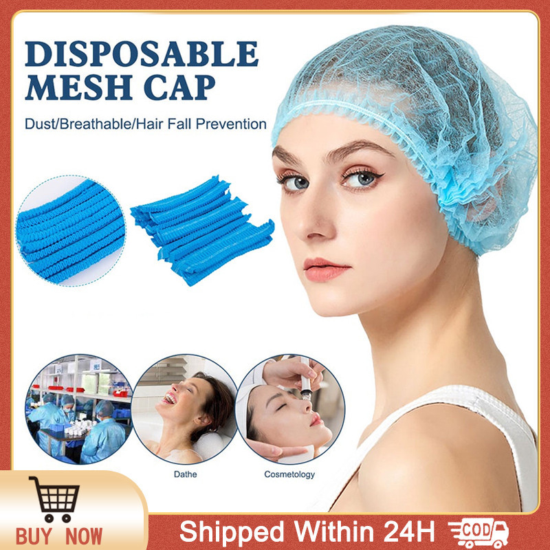 Disposable Hair Head Cover Cap Universal Size fluffy hair net surgical ...