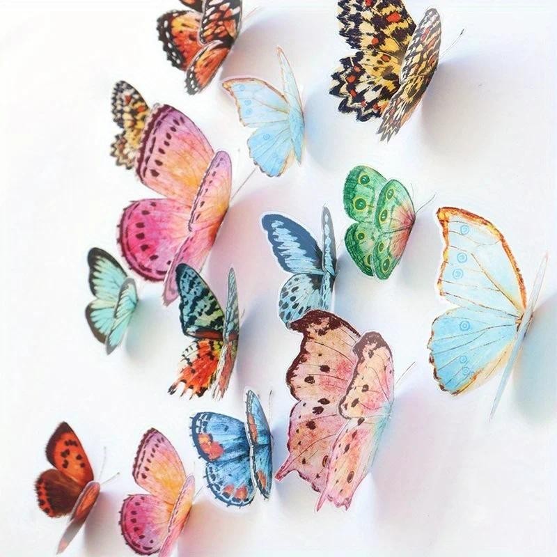36 Piece Watercolor Butterfly Decor Set 3D Lifelike Butterflies For ...