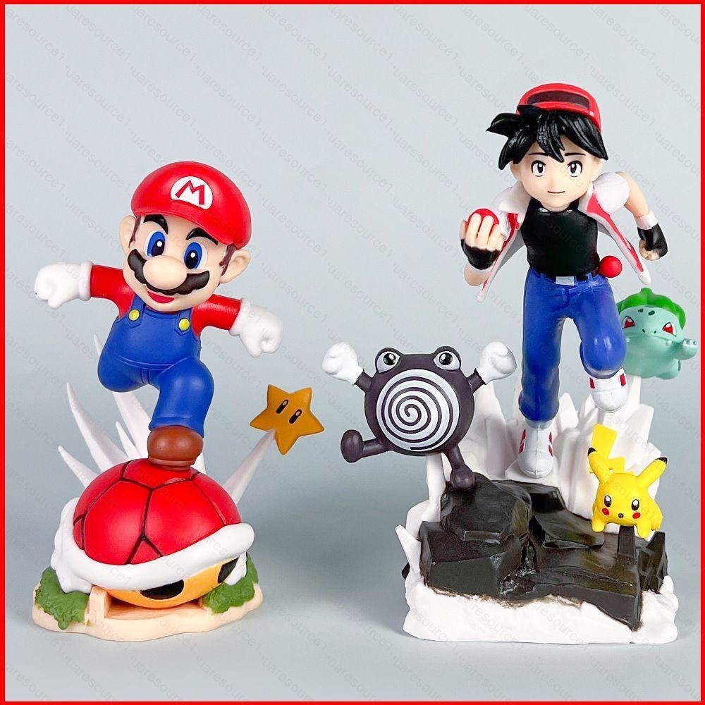 SQT Super Mario Action Figure Running Mario and Pokemon Ash Ketchum ...