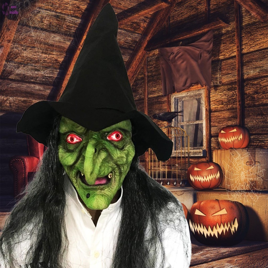 Halloween Costume Witch Mask Cosplay Creepy Scary Masquerade Witch ...