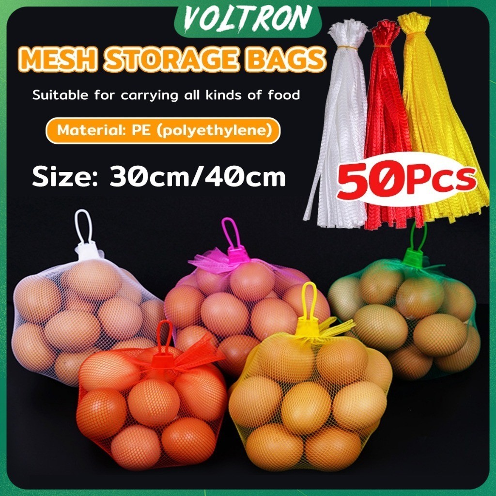 50pcs Mesh Net Bag Fruit Egg Packaging Bags Storage Pouch Supermarket ...
