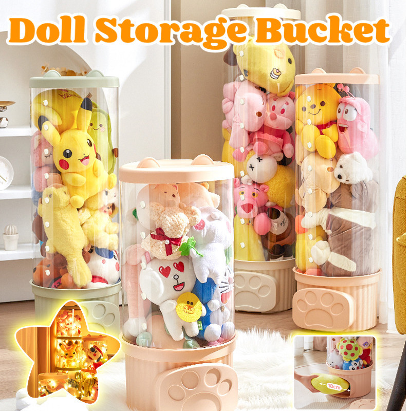 Doll Storage Bucket Upgrade Button Transparent Stuff Doll Storage Tube ...