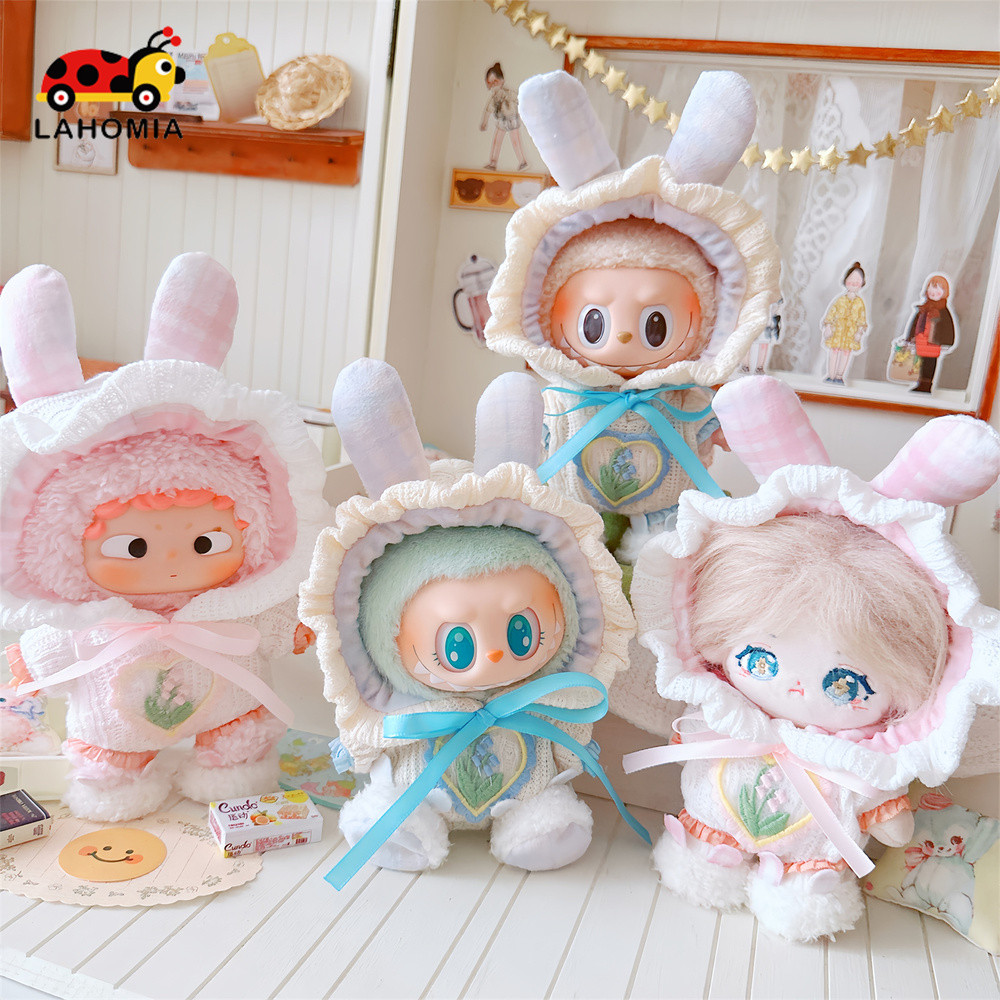 LAHOMIA 17cm Labubu Macaron Knitted Ears Climbing Set (only Clothes ...