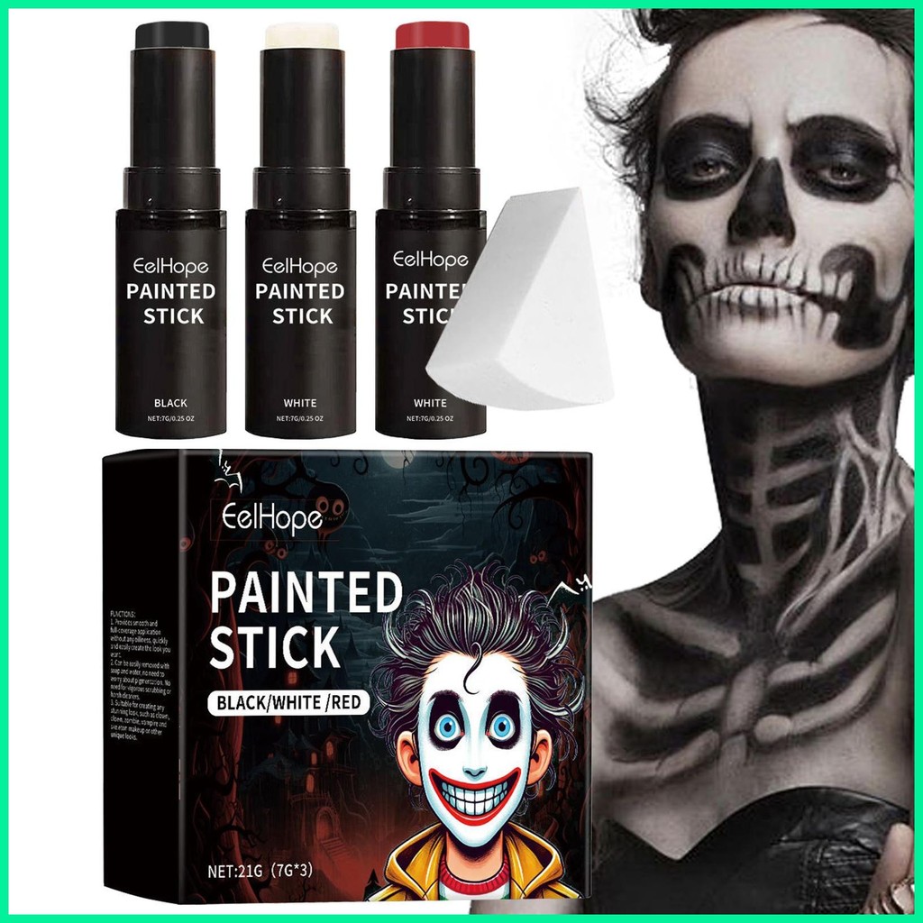 Clown Face Body Paint Stick Cream Skeleton Joker Skull Mime Foundation ...