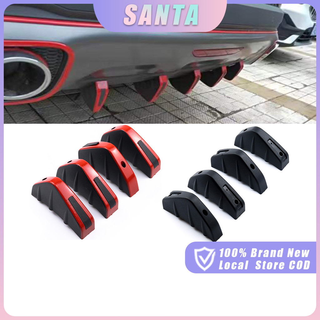 4Pcs/Bag Shark Fin Spoiler Universal Anti-collision Rear Bumper Lip ...