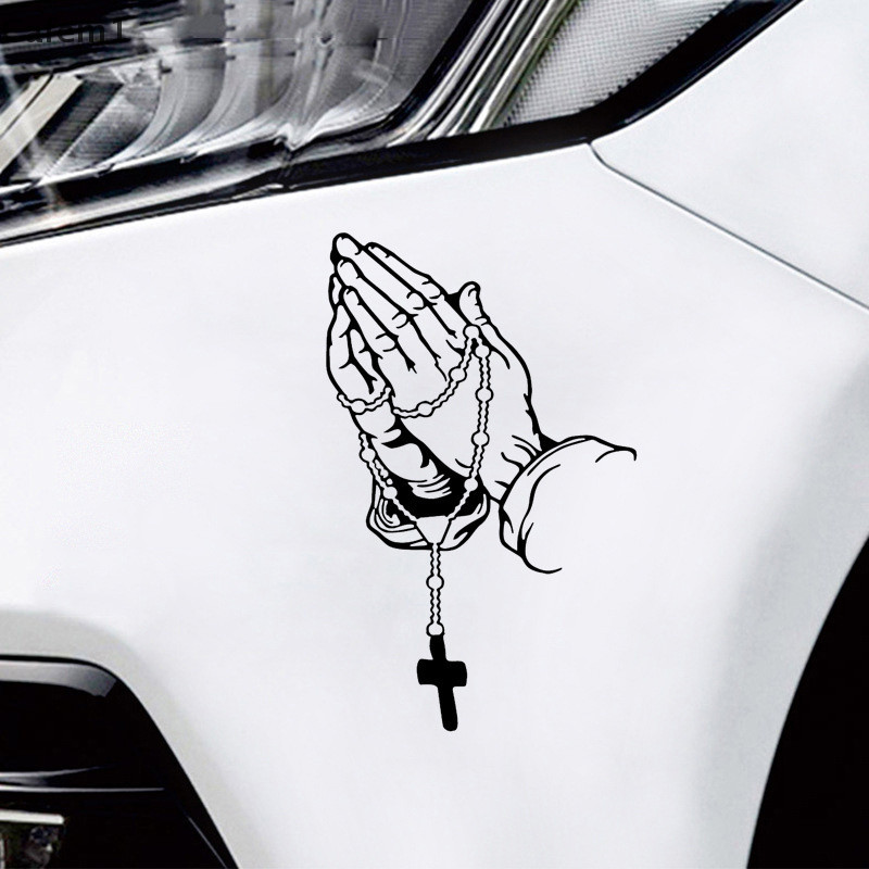 Cfph Color Car Prayer Gesture Laser Stickers Car Interior Stickers God ...