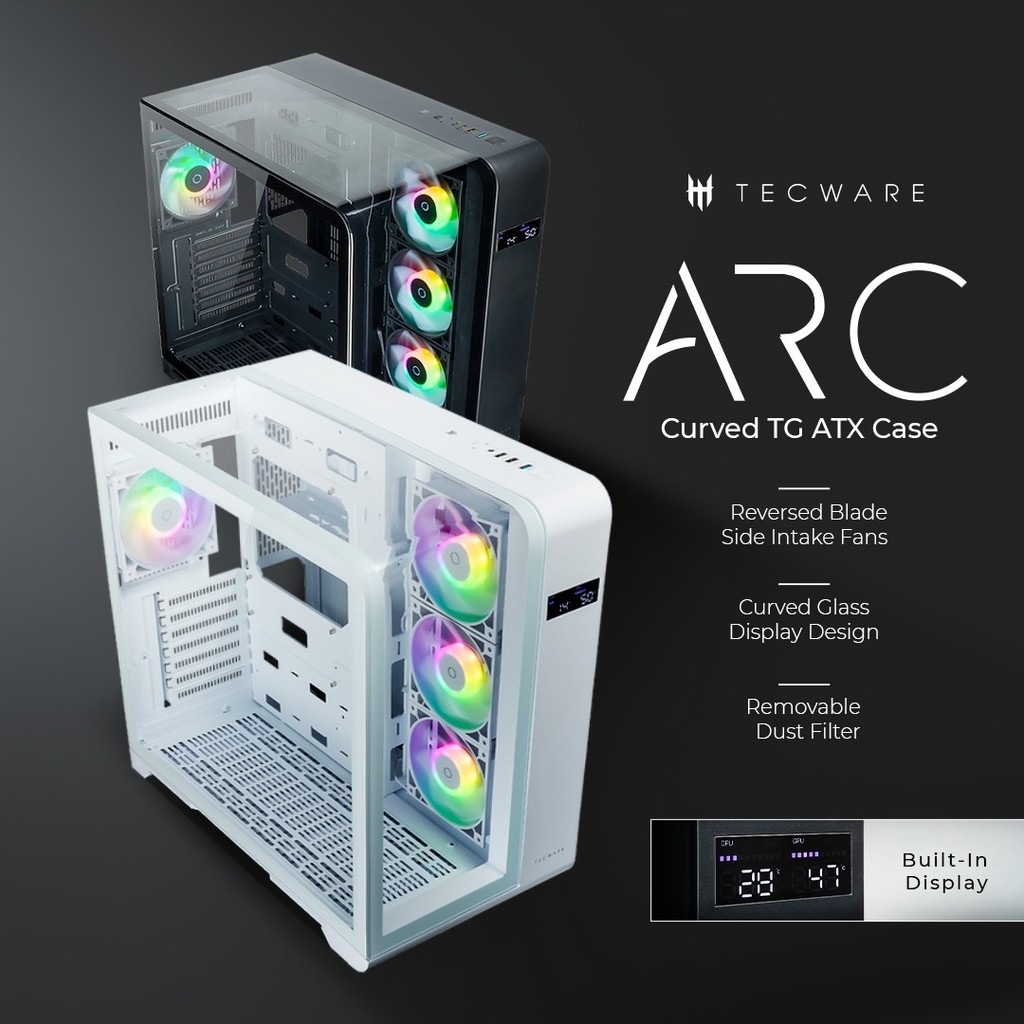 TECWARE ARC ARGB Curved Tempered Glass ATX Casing with CPU & GPU ...