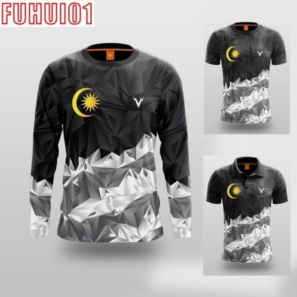 2024 fashion (Fuhui01) Malaysian shirt Merdeka Jersi Merdeka Black and ...