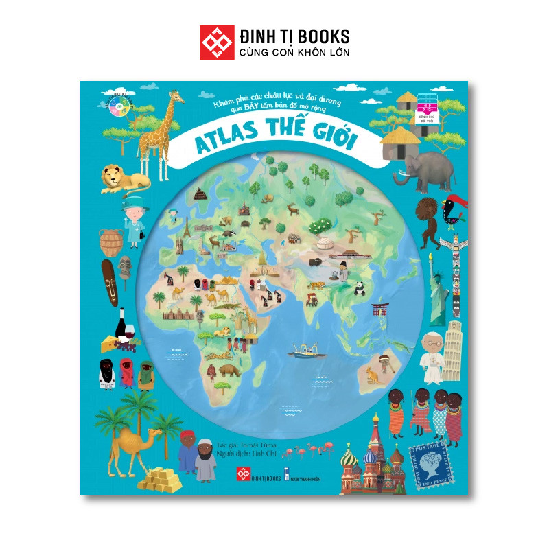 Book - World Atlas - Interactive flip open to explore continents and oceans for children from 6 ...