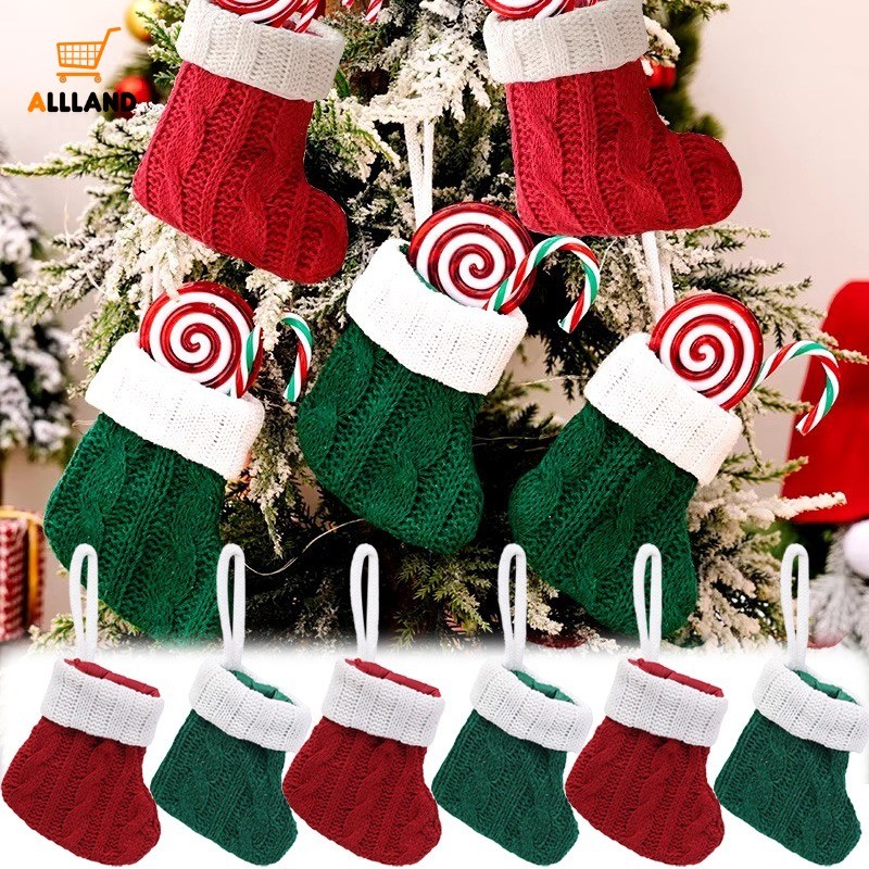 5Pcs Mini Christmas Socks - Knitted Socks Xmas Tree Hanging Ornament ...