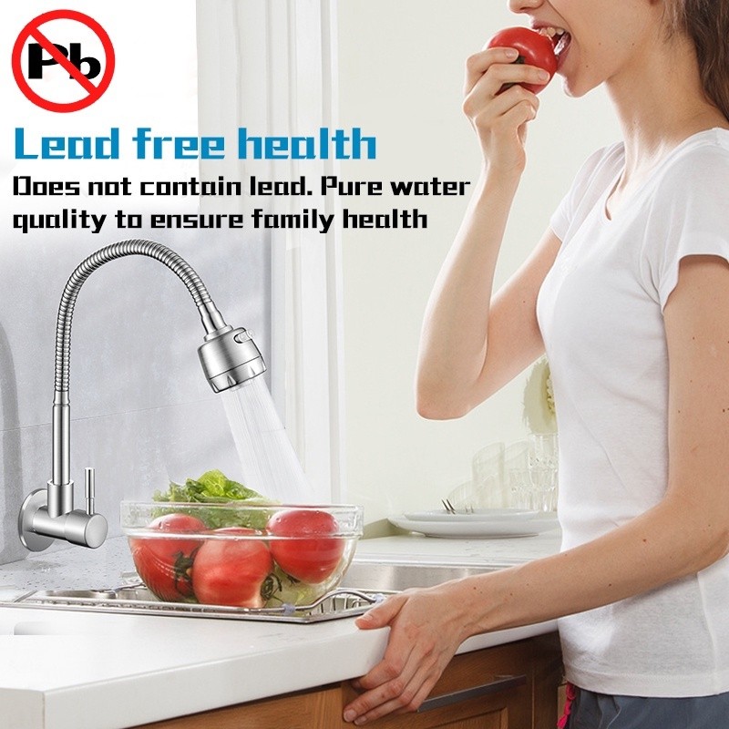 Stainless Steel Kitchen Faucet Wall Faucet Counter Mount Sink Tap ...