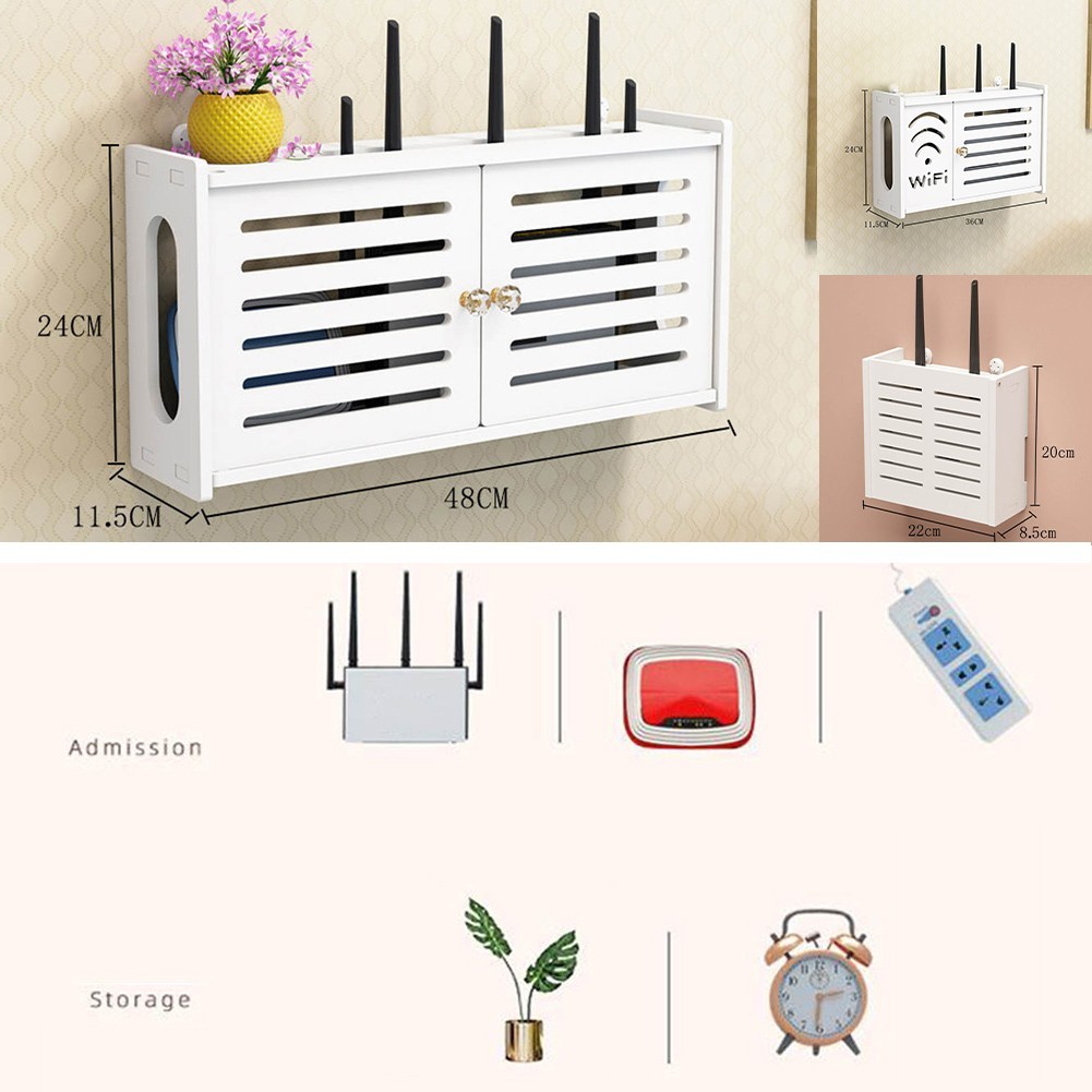 Wireless Router Rack Living Room Wall-mounted WiFi Storage Box Wall ...