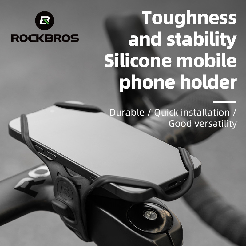 【PH Delivery】ROCKBROS Silicone Bike Phone Holder Adjustable Quick Release Elastic Handlebar ...