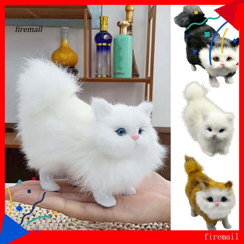 [FM] Stuffed Animal Toy Realistic Cat Figurine Realistic Simulation Cat ...