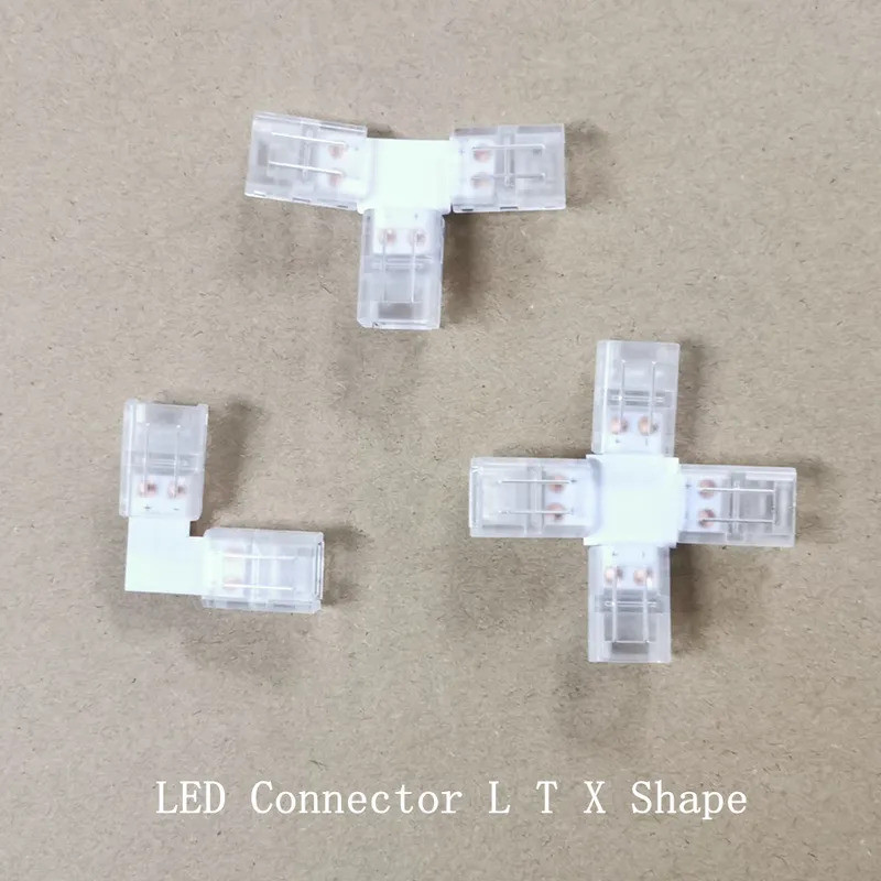 5pcs 2Pin 8mm 10mm LED Connector L T X Cross Shape for 2835 5050 Led ...