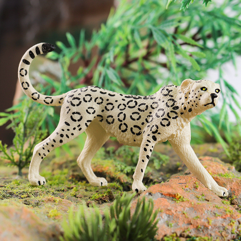 Solid Simulation Wildlife Toy Model Tailed Snow Leopard Statue | Shopee ...