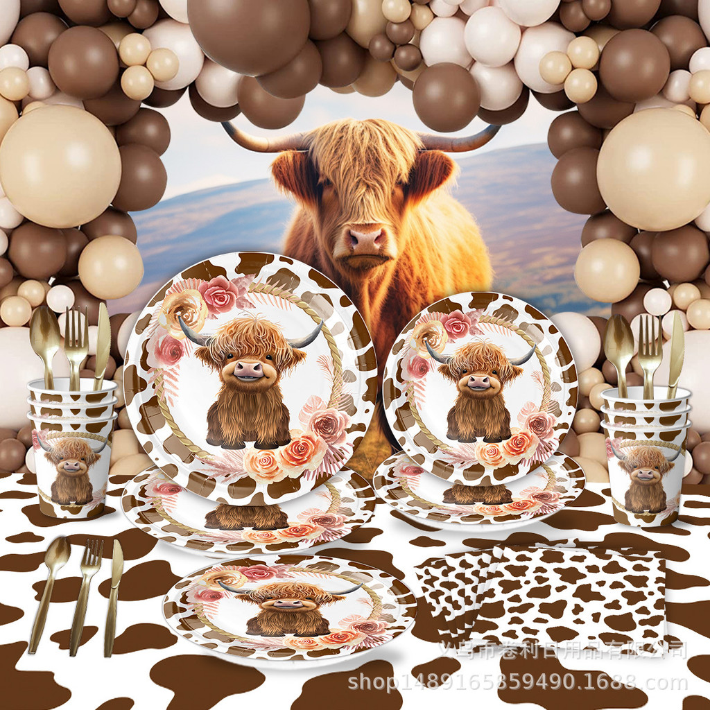 Highland Cow Theme Birthday Party Supplies Cute Cow Head Paper Tissue ...