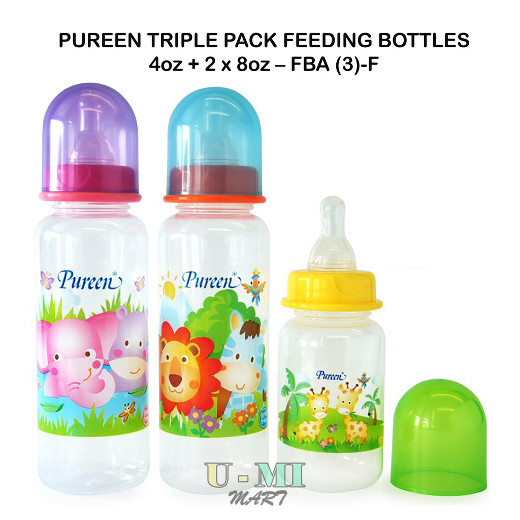 PUREEN TRIPLE PACK FEEDING BOTTLES 4oz + 2 x 8oz – FBA (3)-F | Shopee ...