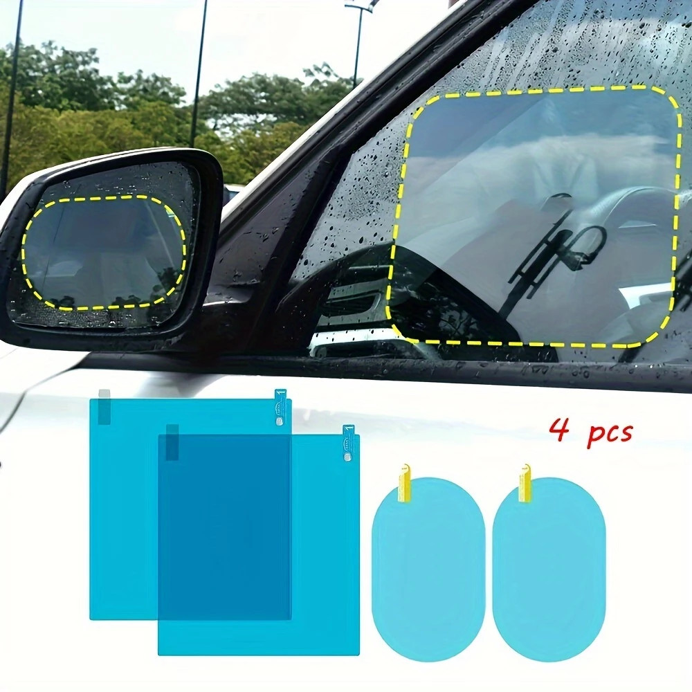 4Pcs Car Rainproof Film Sticker Car Rearview Mirror Film Anti-Rain Fog ...