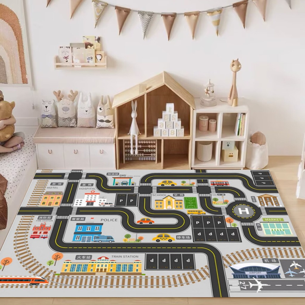 Children's Game Carpet City Traffic Road Parking Lot Floor Mat Baby ...